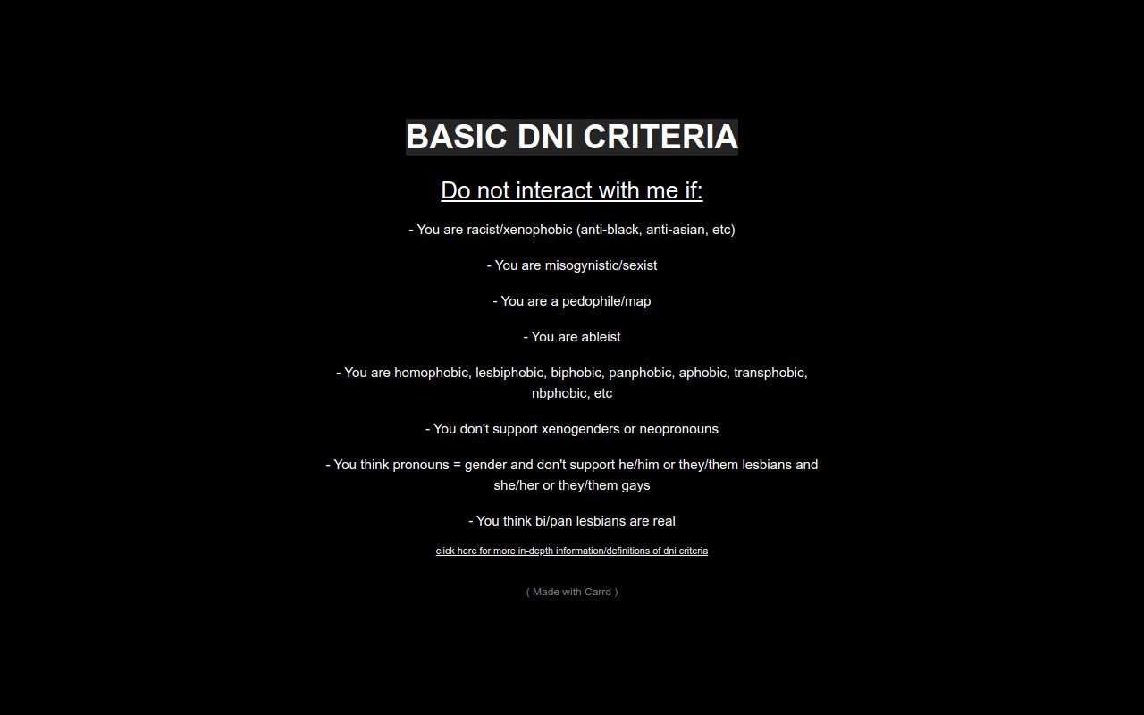 Basic DNI Criteria